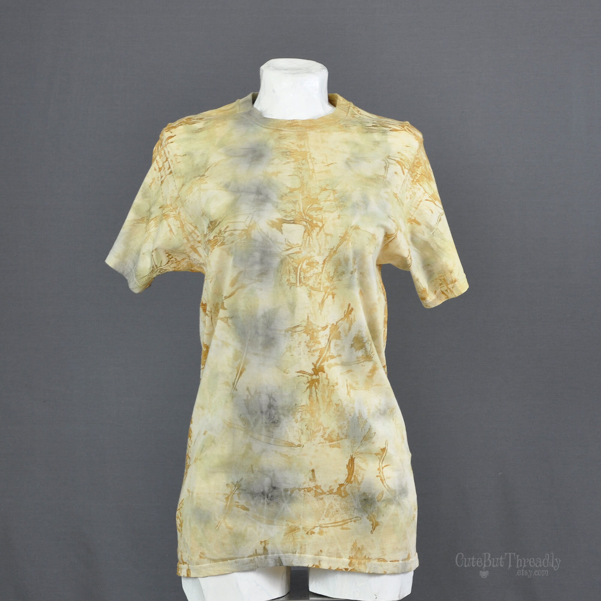 Hand Dyed Eco Print T Shirt #01, Naturally Dyed Womens Short Sleeve ...