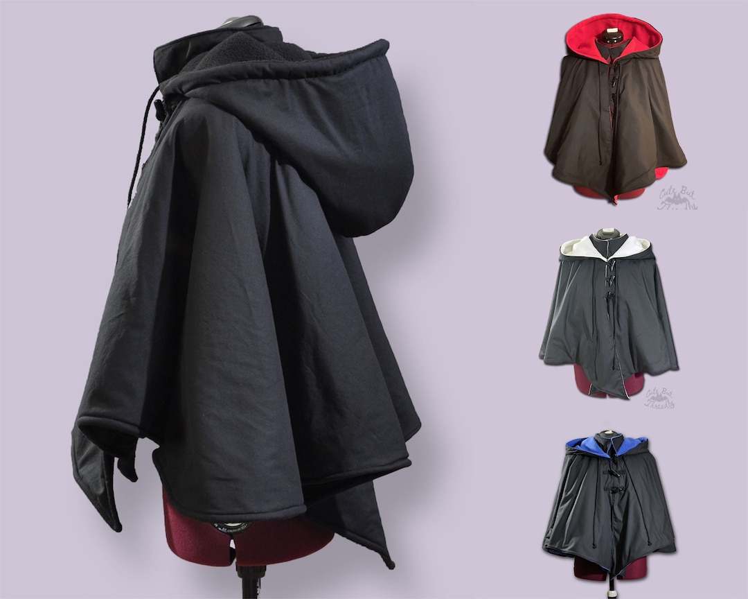 Custom Colours Fleece Lined Capelet, Hooded Half Cloak, Cozy Fall ...