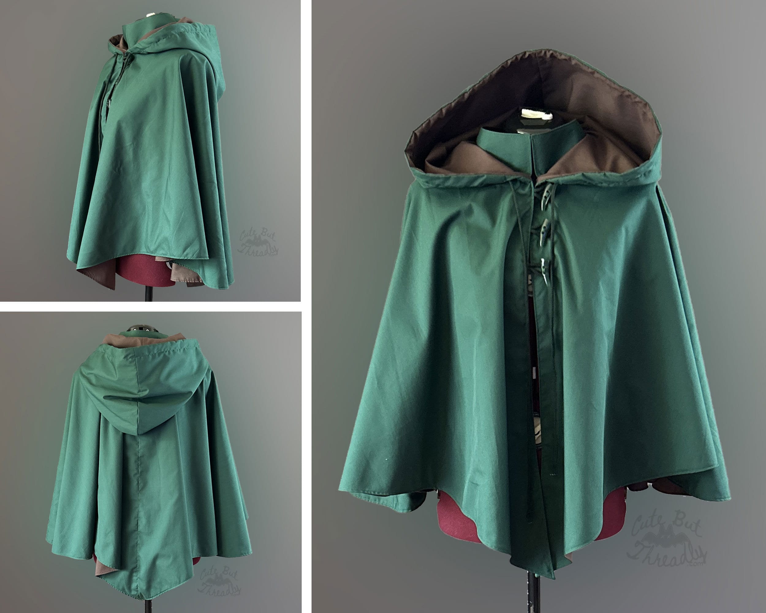 Custom Colours Fleece Lined Capelet, Hooded Half Cloak, Cozy Fall ...