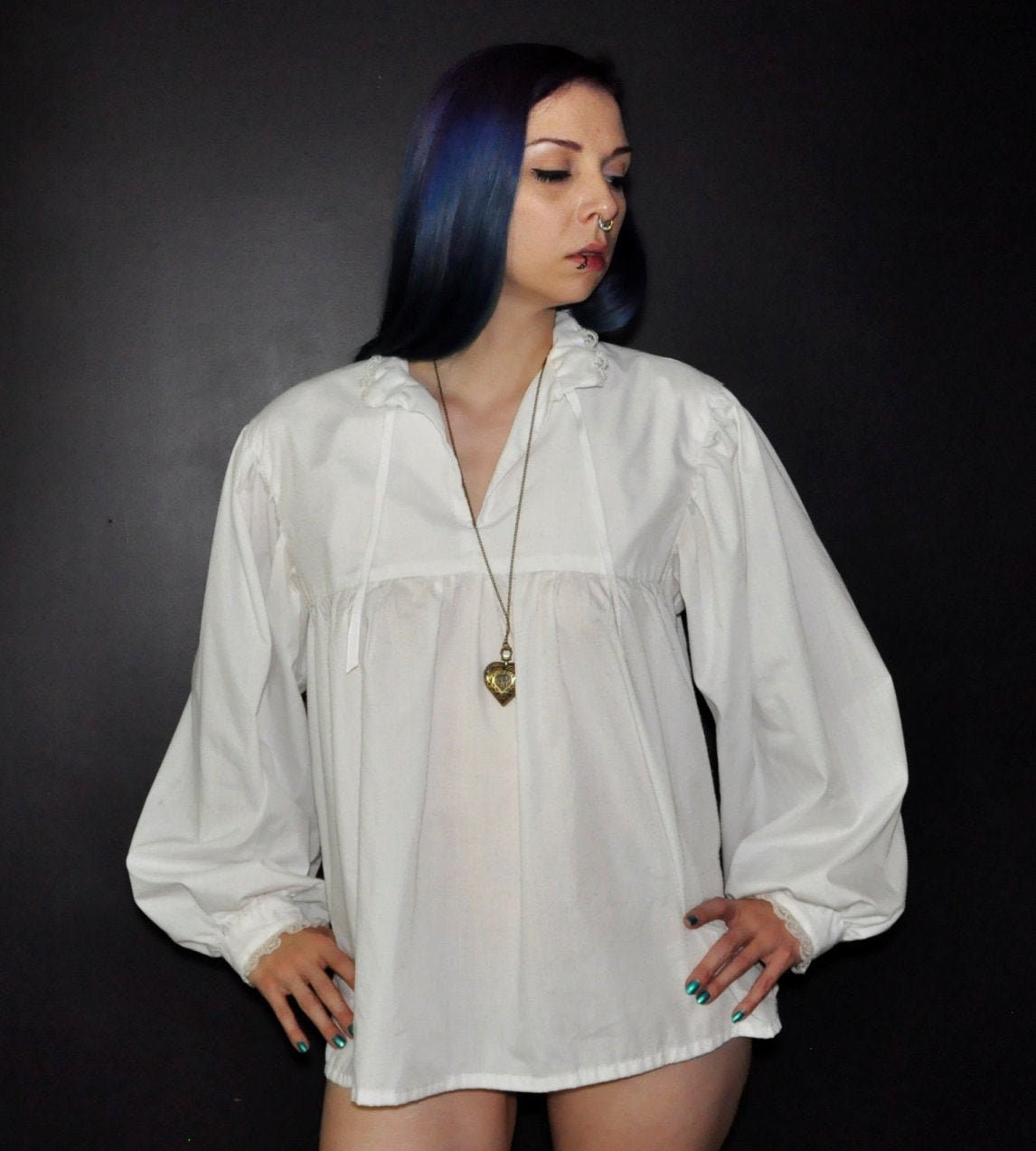 Medieval Renaissance Shirt Lace Collared Peasant Blouses | Etsy