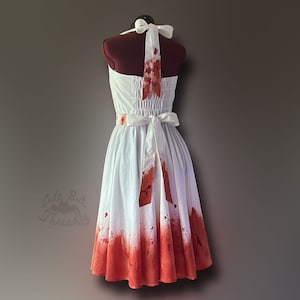 Blood Splatter Halloween Dress, Bloody Pinup Halter Dress, White Blood ...