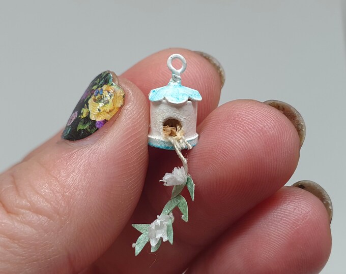 Quarter Scale 1:48 Miniatures Decor Birdhouse With Flowers Artisan ...