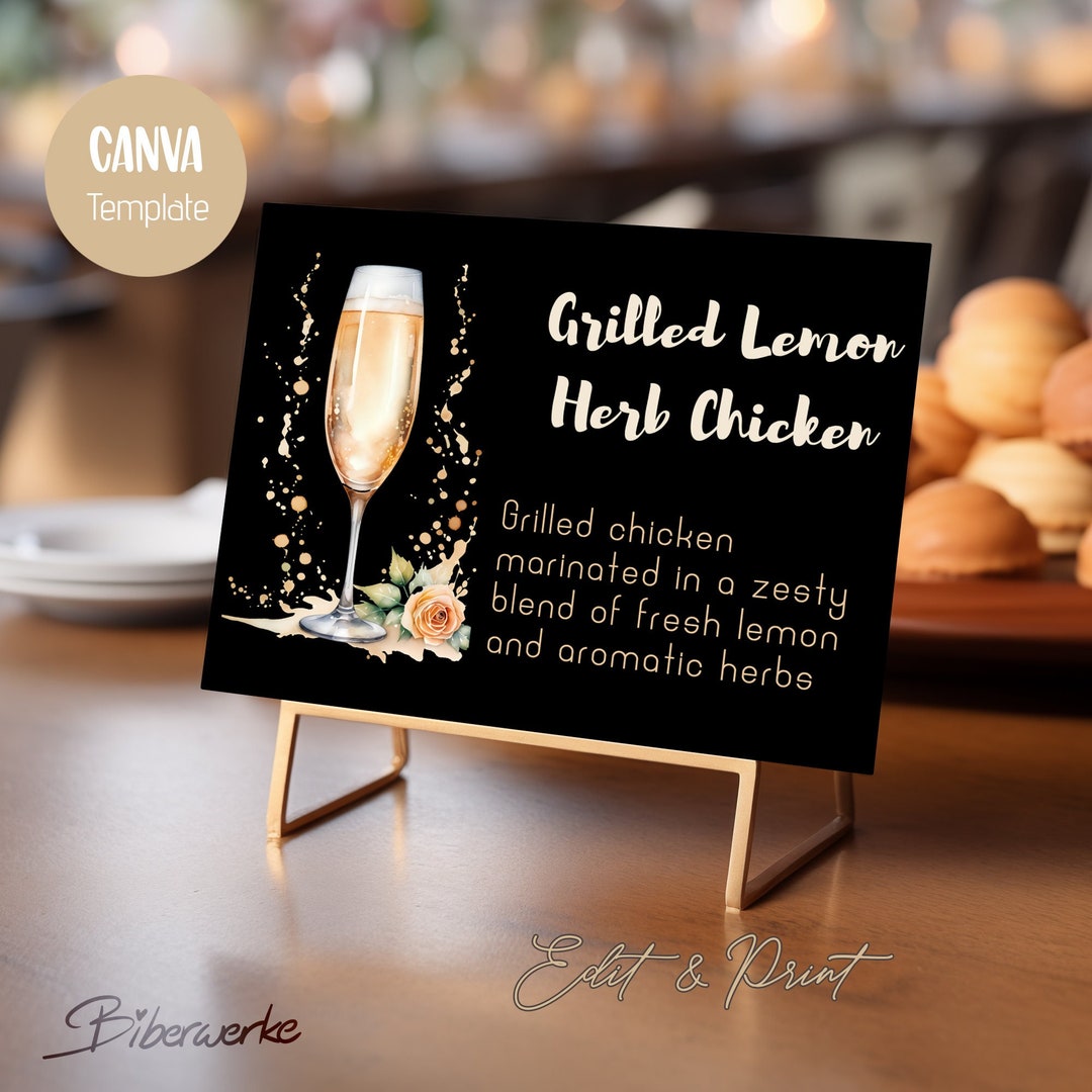 Watercolor New Years Buffet Cards Template With Champagne Glass Rose ...