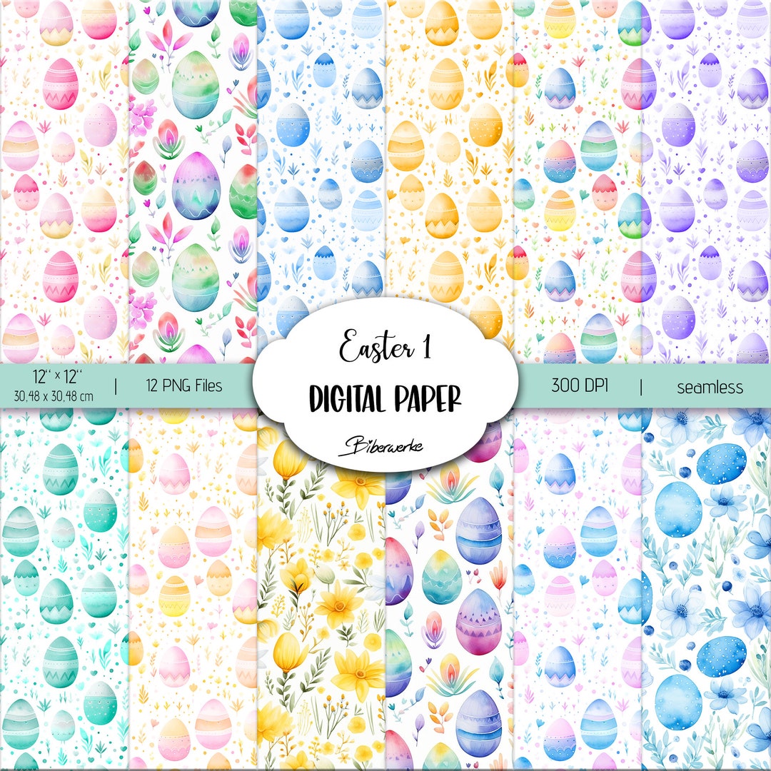 Digital Paper Easter 1 Seamless Commercial Use Watercolor Scrapbook ...