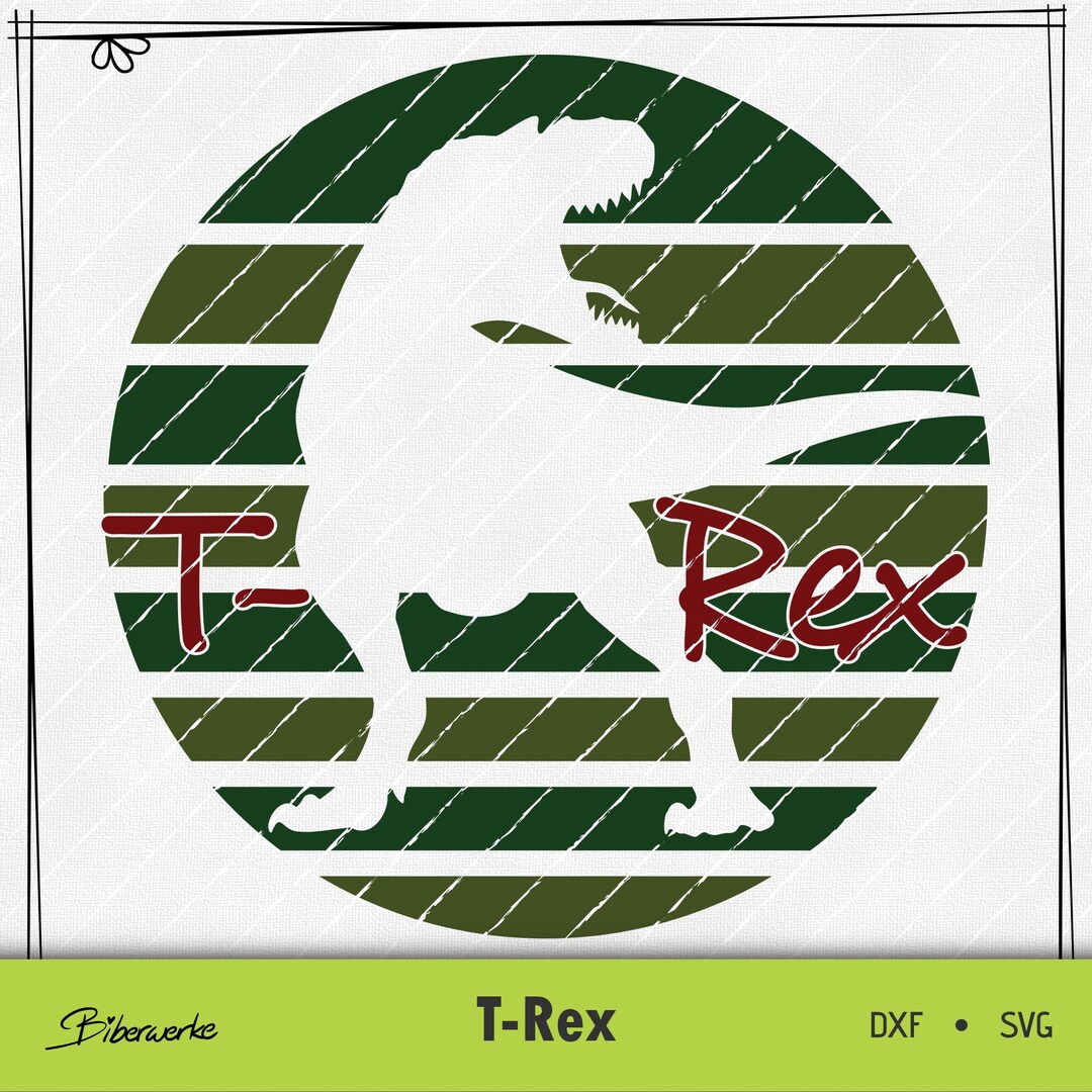 T-rex SVG DXF - Outline + Colored for Cutting Laser Engraving ...