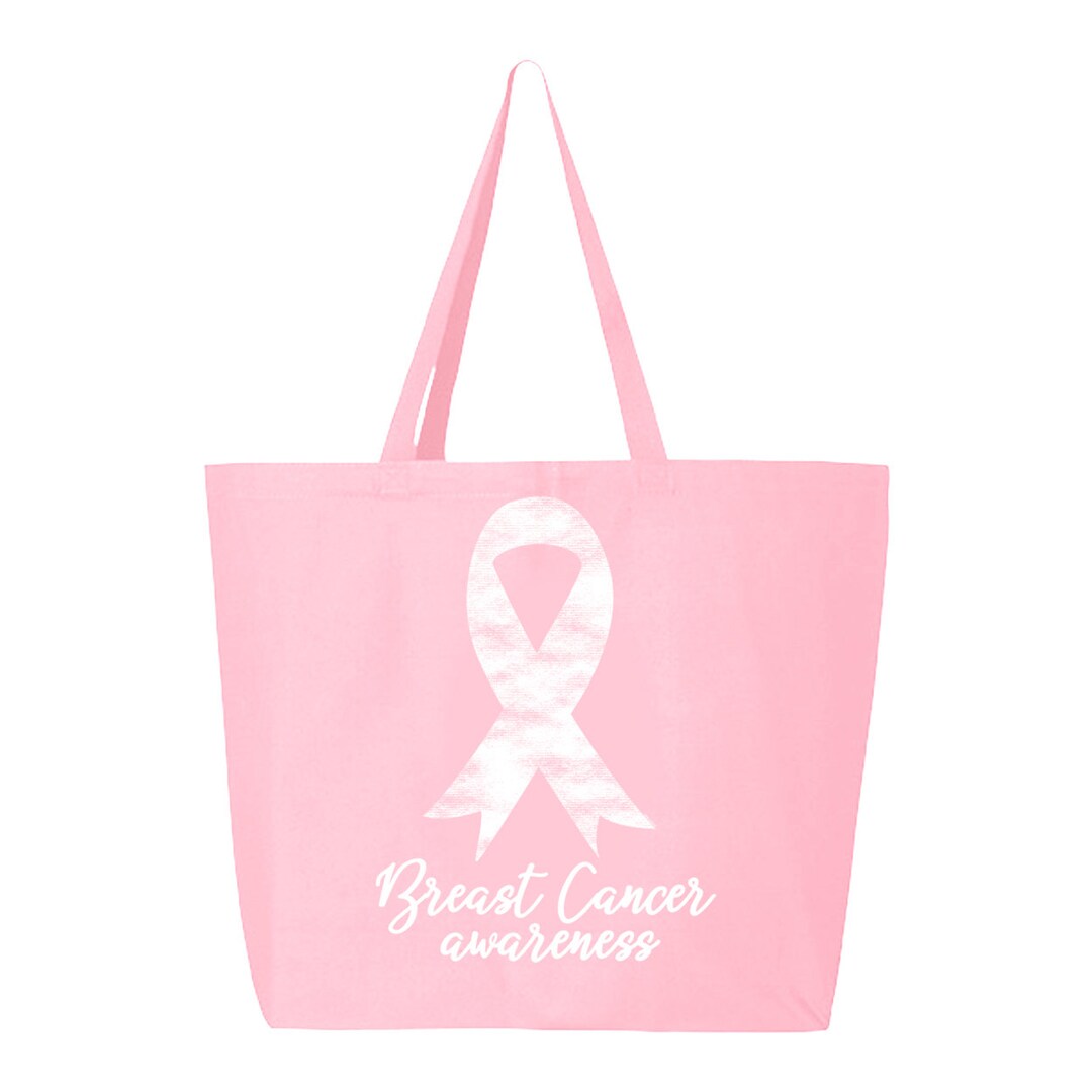 Breast Cancer Awareness Jumbo Heavy Cotton Canvas Reusable Tote Bag ...
