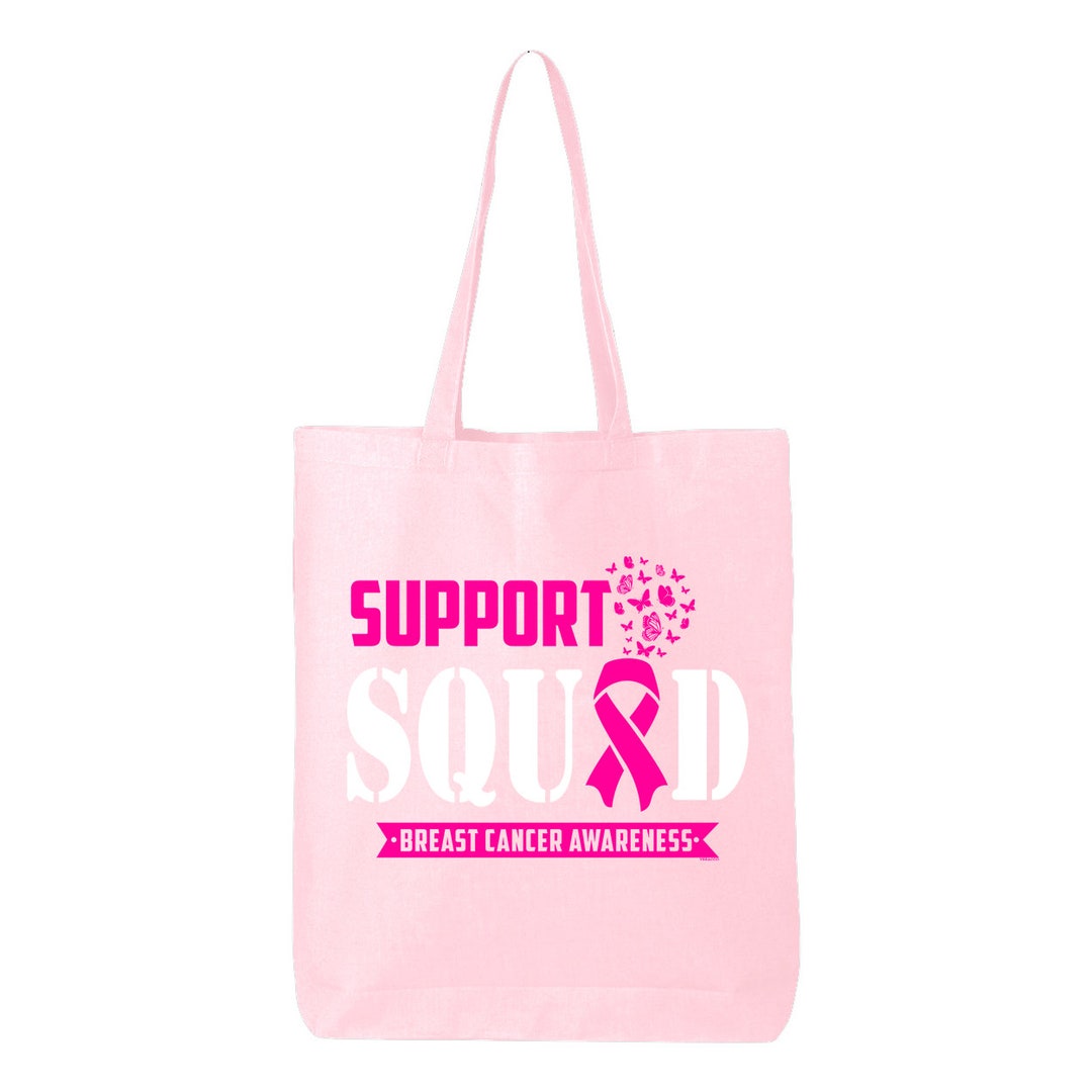 Support Squad Breast Cancer Awareness Tote Bag Fighter Fearless ...