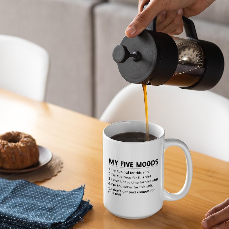 My Five Moods Coffee Mug: Sarcastic Gag Gift - Etsy