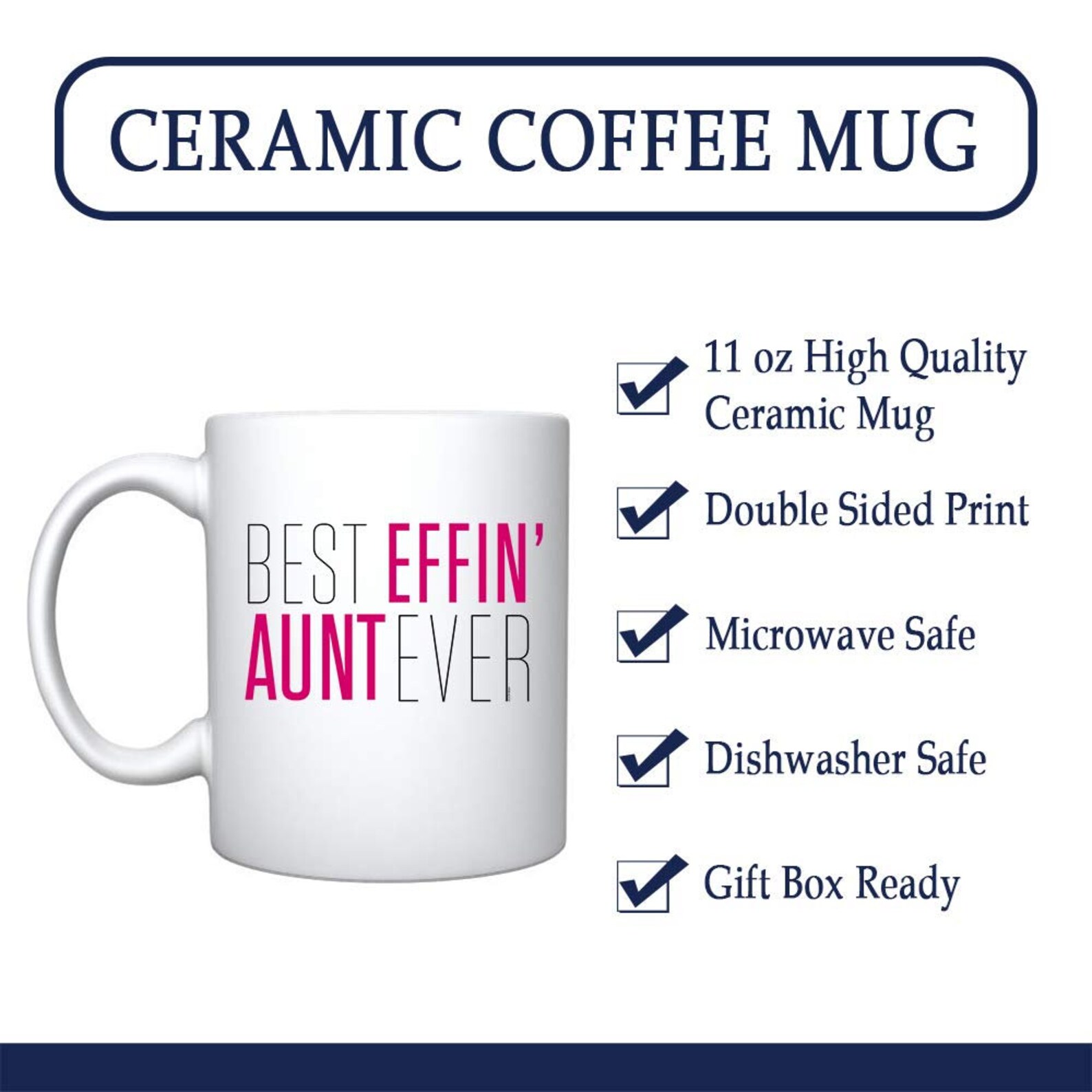 Best Effin Aunt Ever Nutritional Facts Funny Awesome Ceramic Coffee Mug ...