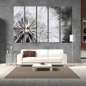 Dandelion Wall Art Canvas Set. Cool Picture Made in Black and White ...