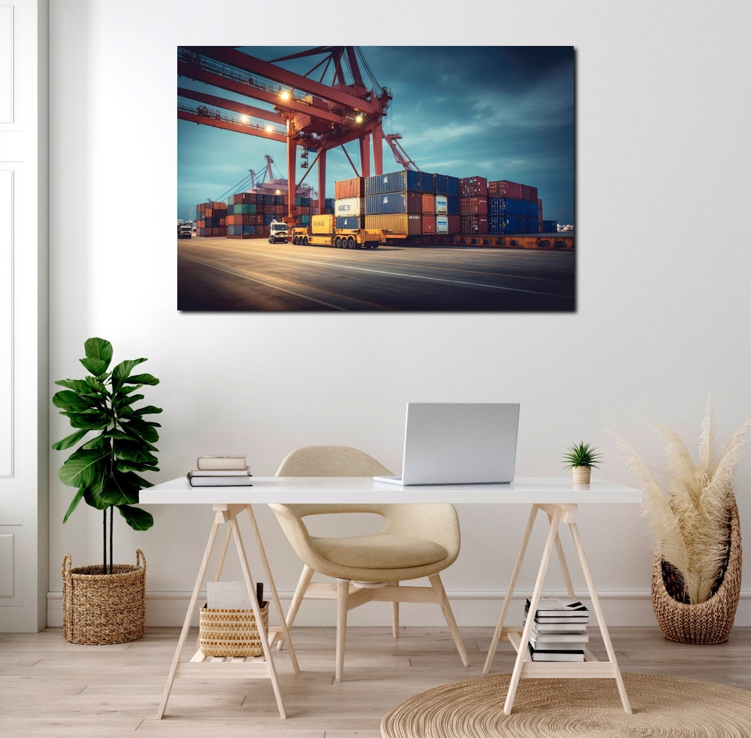 Logistics Canvas Art Transportation Wall Decor Cargo Office Decoration ...