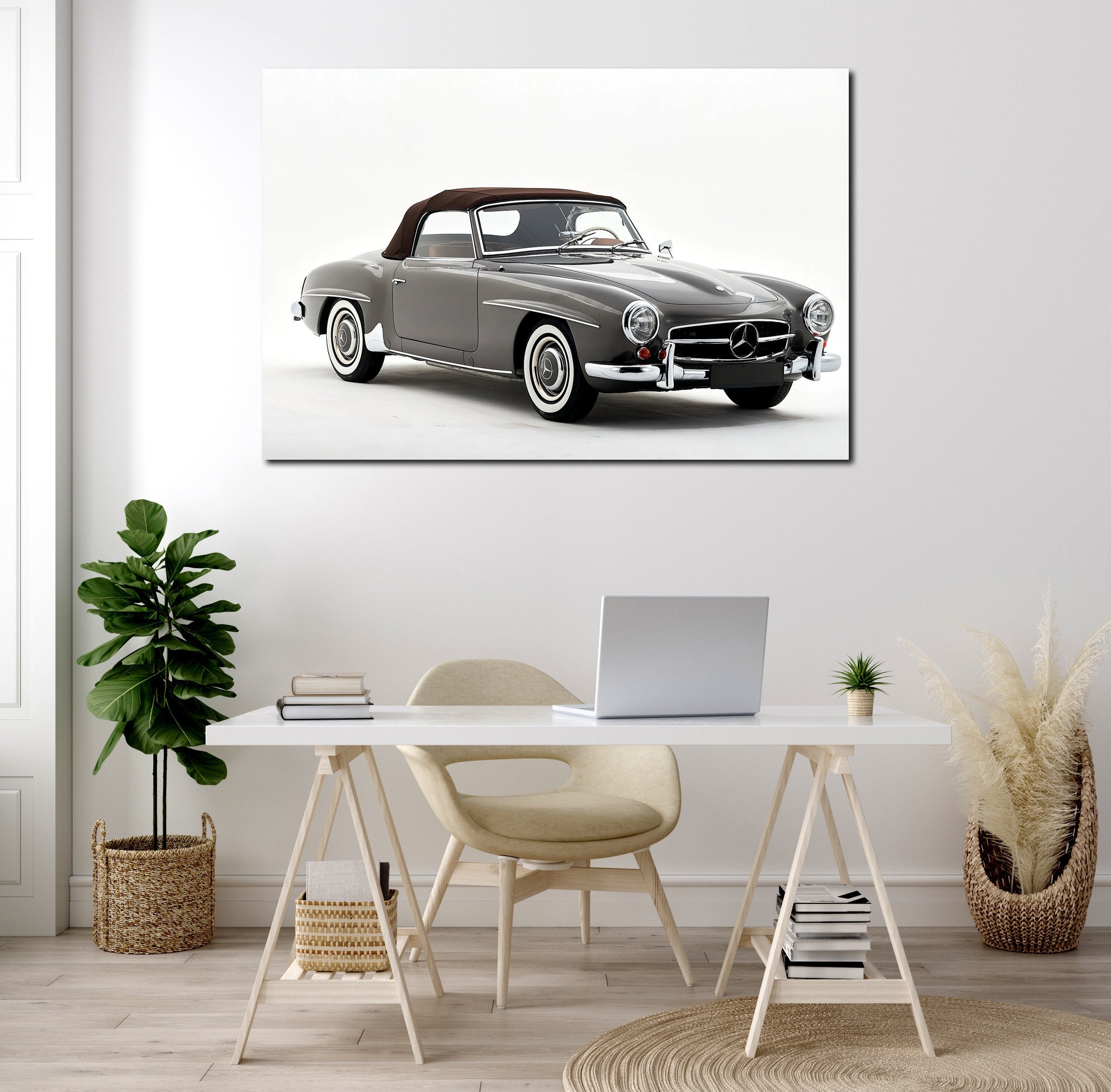 Mercedes benz SL W121 1961 Printed on Canvas for Wall Decoration Vintage Mercedes SL Wall Art Canvas Set Supercar Wall Decor Office Decor Etsy