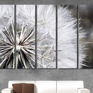 Dandelion Wall Art Canvas Set. Cool Picture Made in Black and White ...