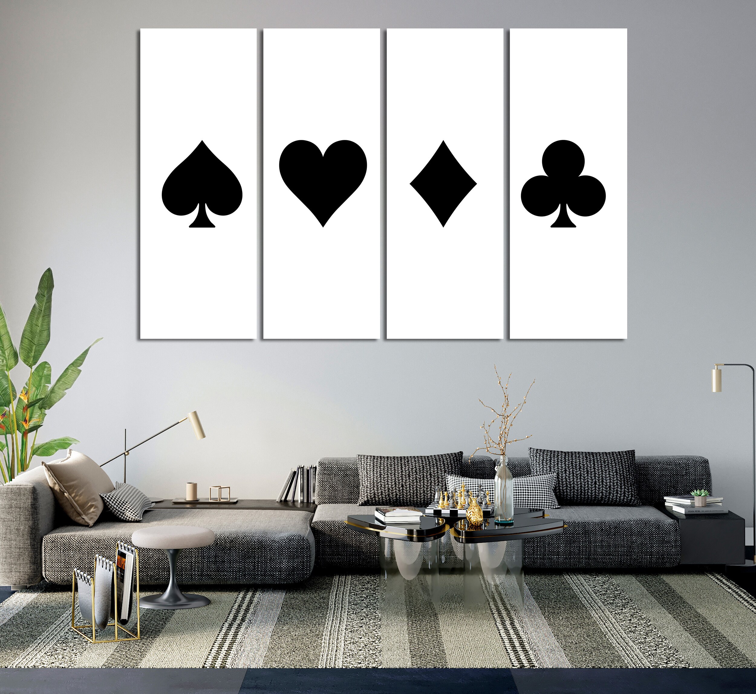 Poker wall art canvas set. Contemporary canvas art Game room | Etsy