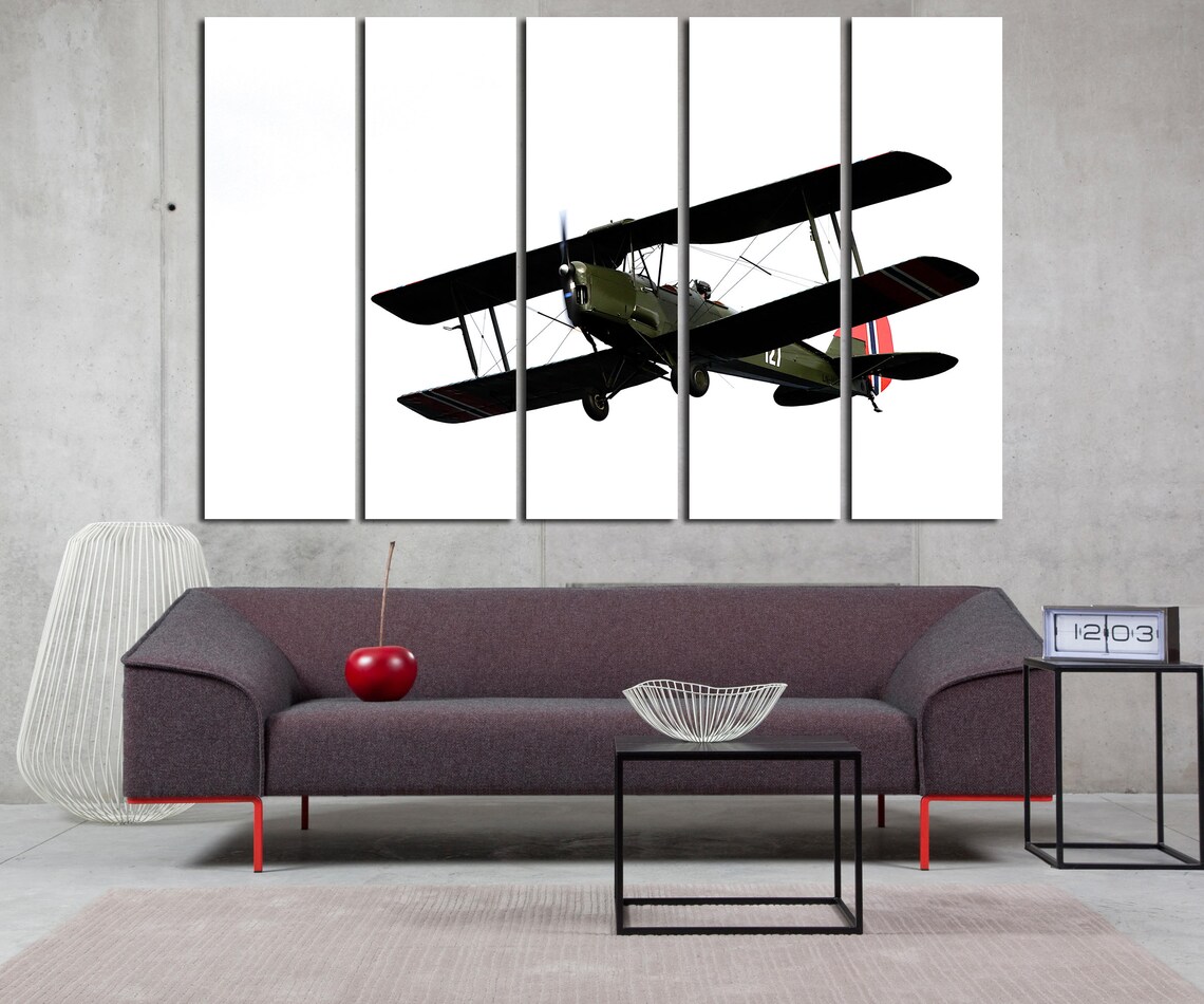 Cool image of vintage airplane wall art canvas set. Minimalist | Etsy