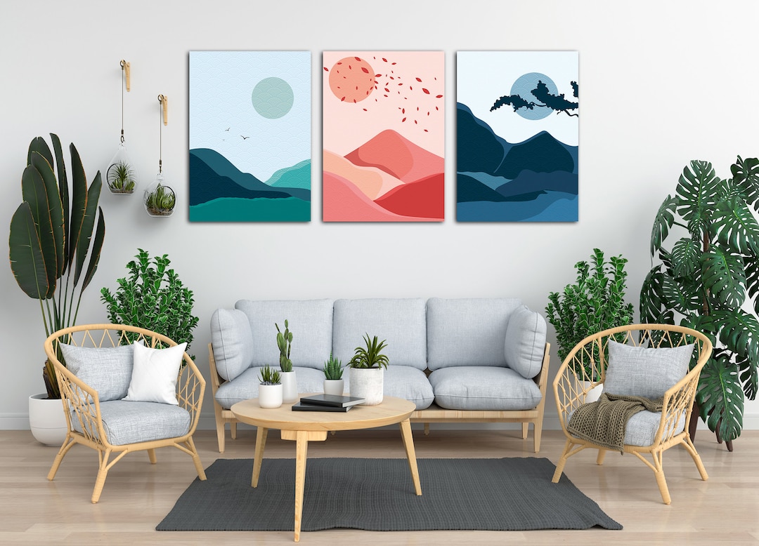 Japanese Modern Minimalist Canvas Set Colorful Japanese Creative Art ...