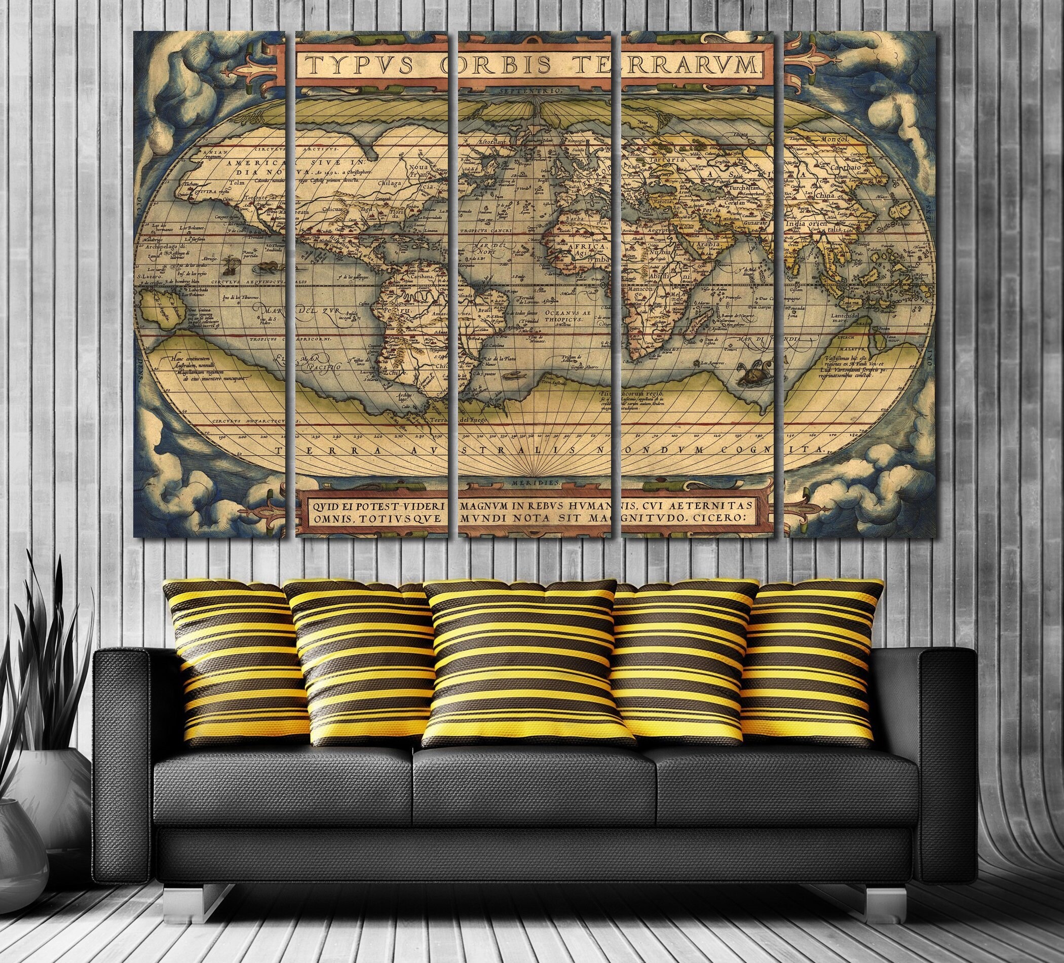 Vintage world map wall art canvas set. Antique world map wall | Etsy