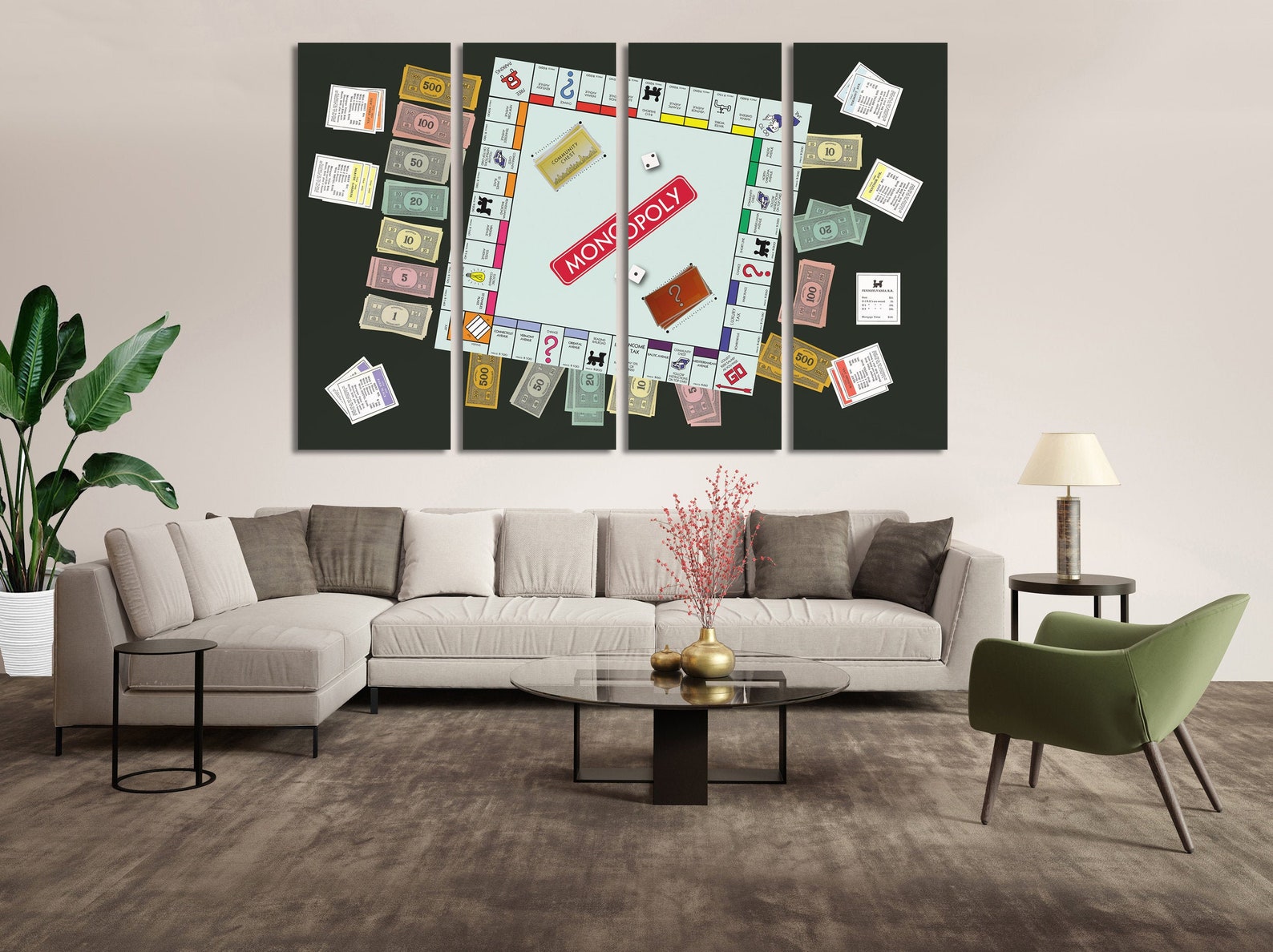 Monopoly Wall Art Game Room Decor Monopoly Canvas Office - Etsy Australia