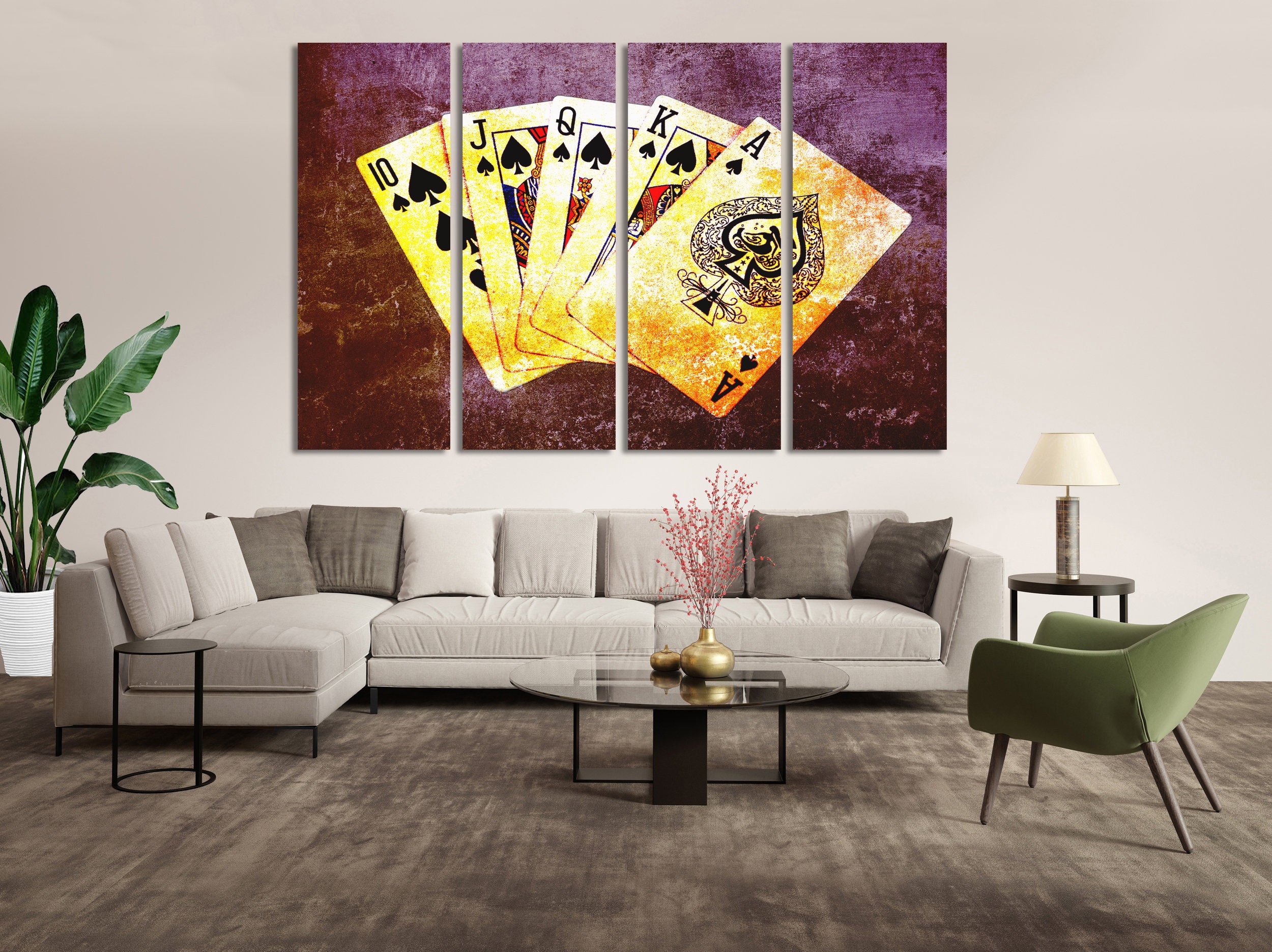 Poker Wall Art Canvas Set, Living Room Decor, Contemporary Artwork ...