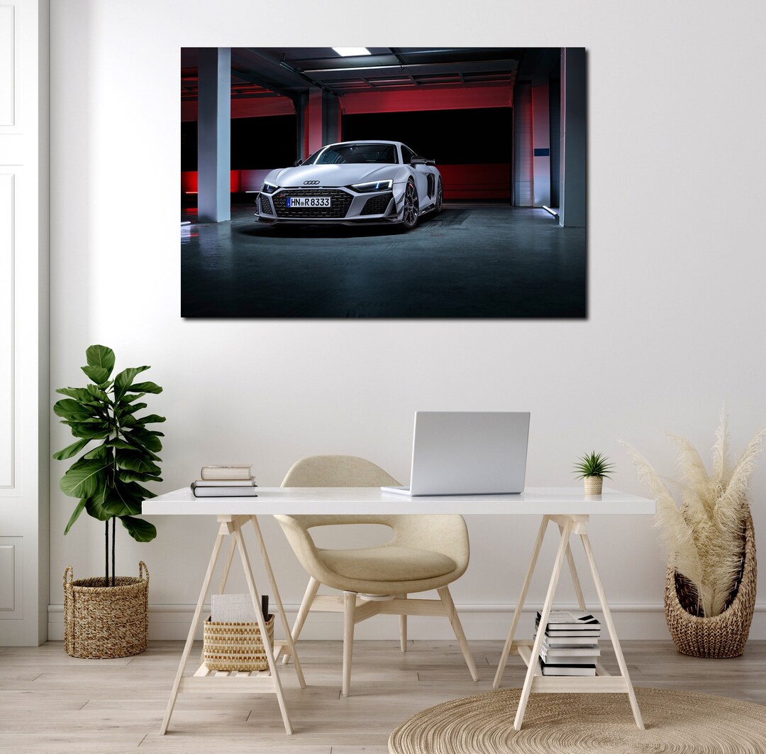 Fast Audi R8 on Industrial Background Printed on Canvas for Wall ...