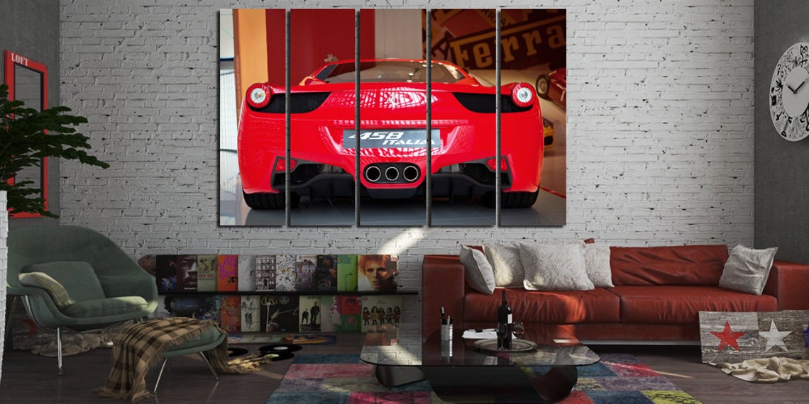 Ferrari wall art Living room decor Ferrari 458 photo | Etsy