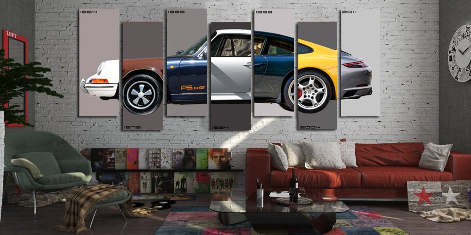 Porsche Wall Art. 911 Canvas Set. Living Room Decor. Porsche Poster ...