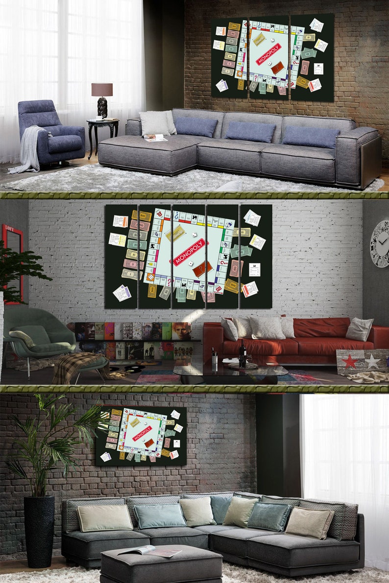 Monopoly Wall Art Game Room Decor Monopoly Canvas Office | Etsy