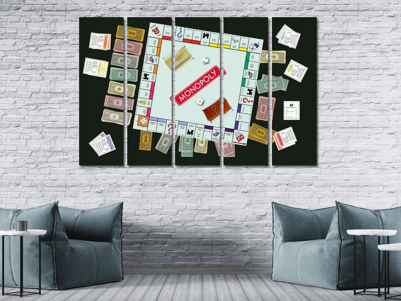 Monopoly Wall Art Game Room Decor Monopoly Canvas Office | Etsy