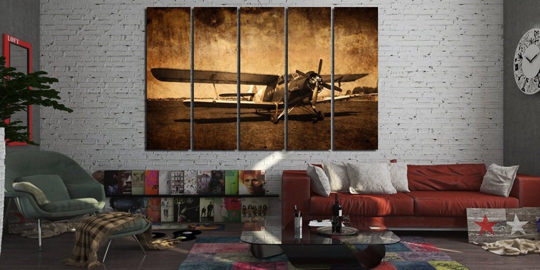 Vintage Airplane Wall Art Canvas Set. Aviation Art. Aircraft Wall Decor ...