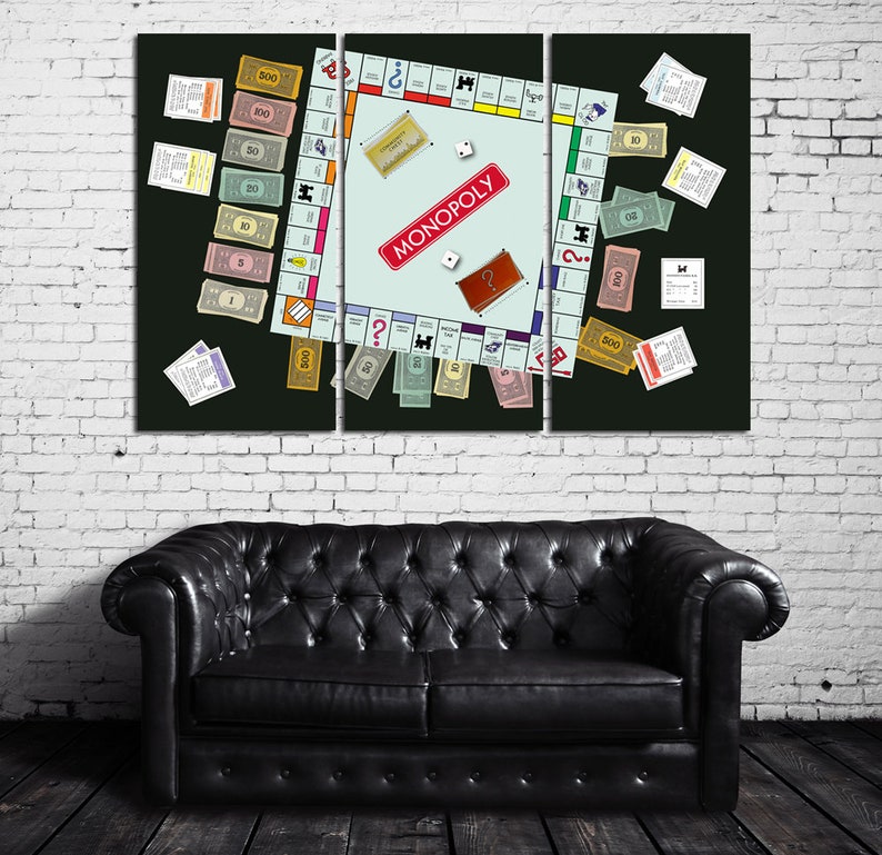Monopoly Wall art Game Room decor Monopoly canvas Office | Etsy