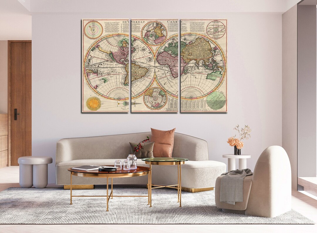 Vintage Map With Old Land Descriptions and Country Names Printed on ...