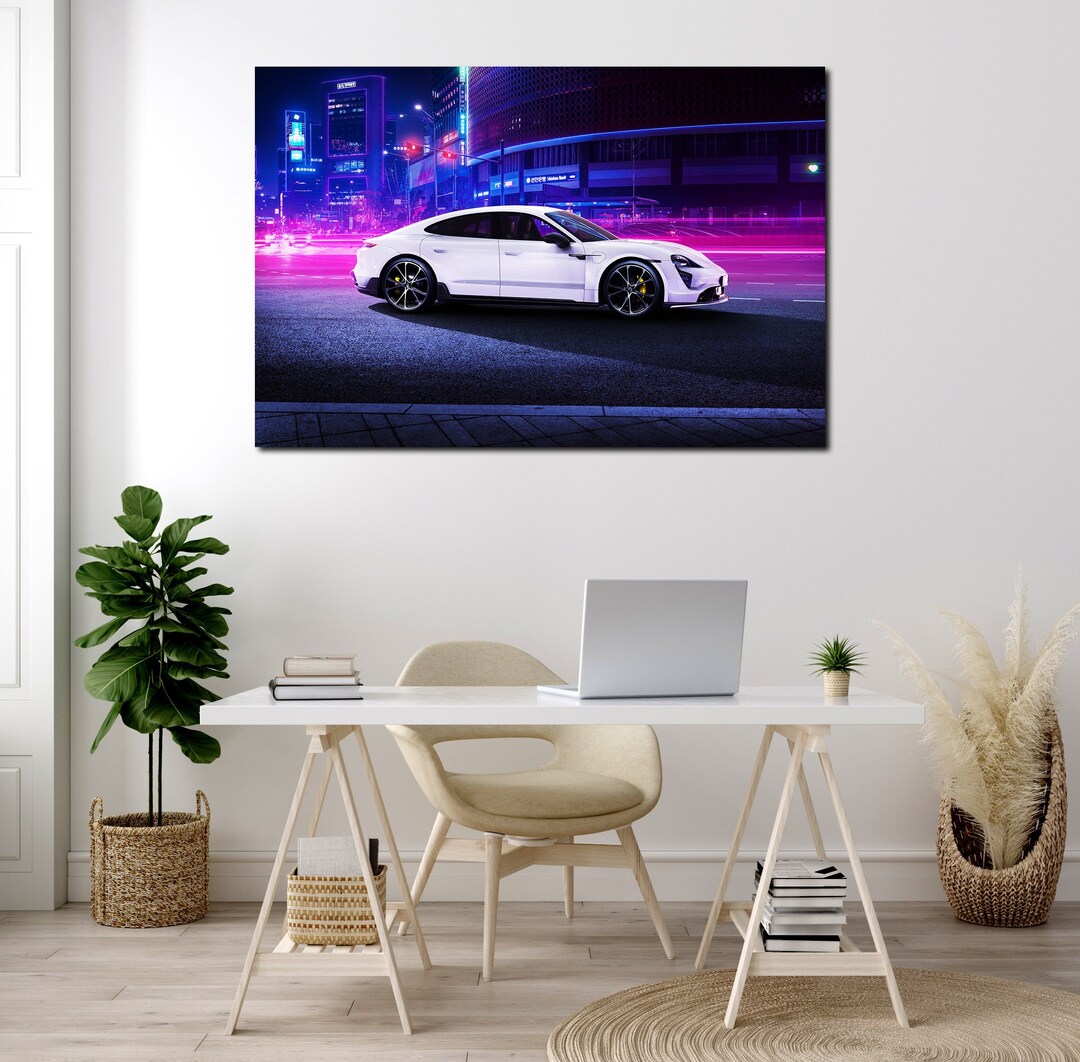 Porsche Taycan Printed on Canvas for Wall Decoration - Porsche Wall Art ...