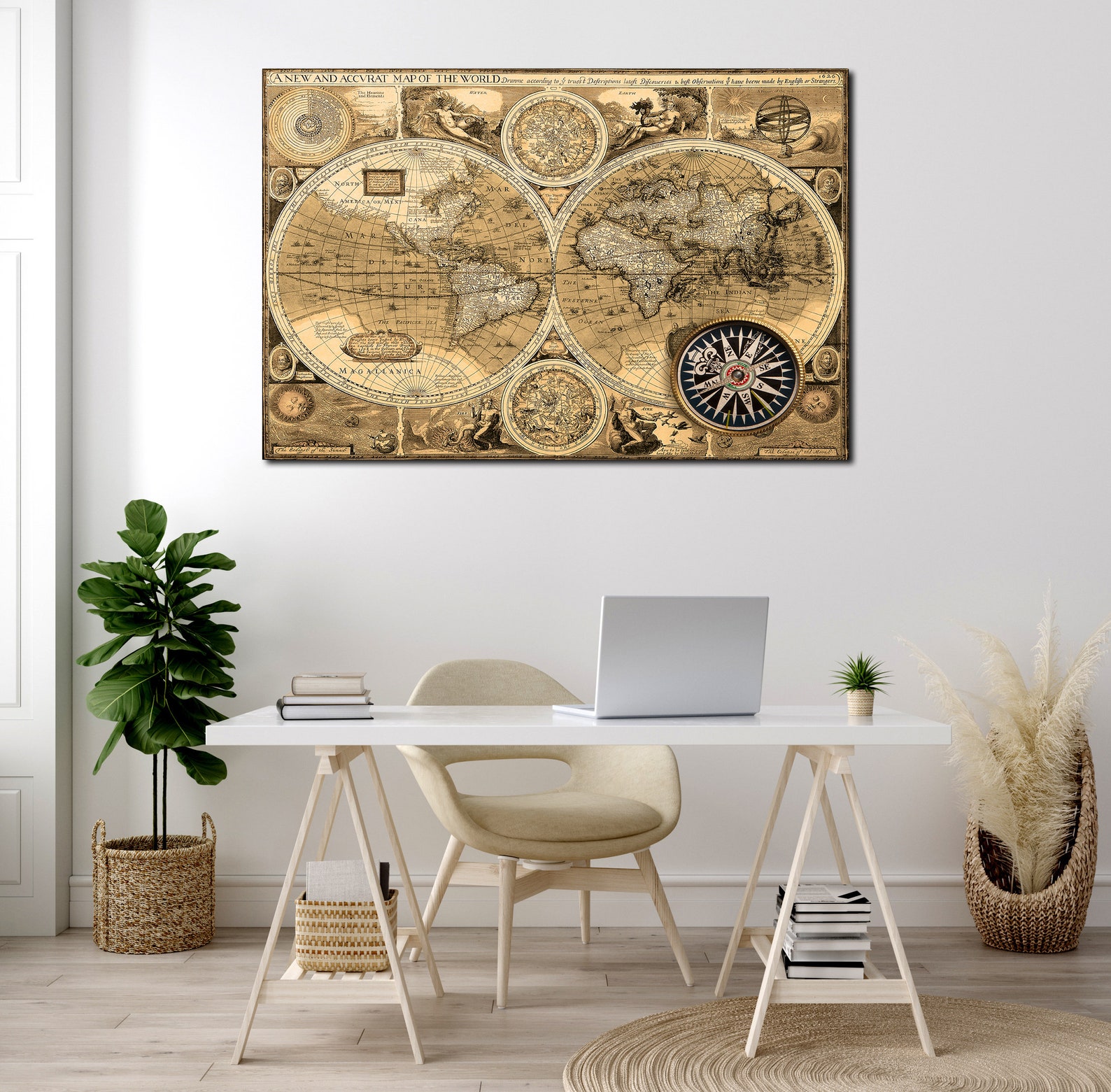 Vintage World Map Canvas Set Printed on Canvas for Wall - Etsy