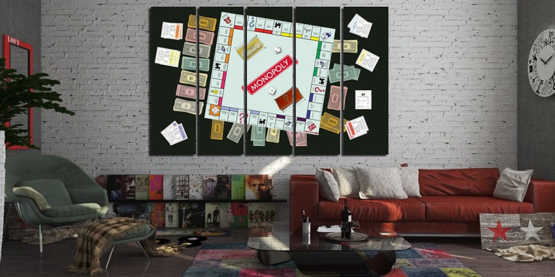 Monopoly Wall art Game Room decor Monopoly canvas Office | Etsy
