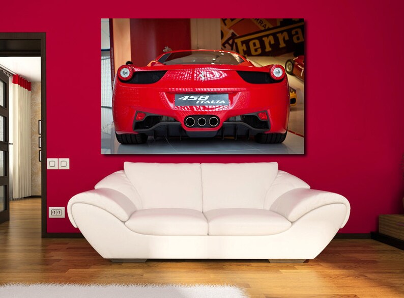 Ferrari wall art Living room decor Ferrari 458 photo | Etsy