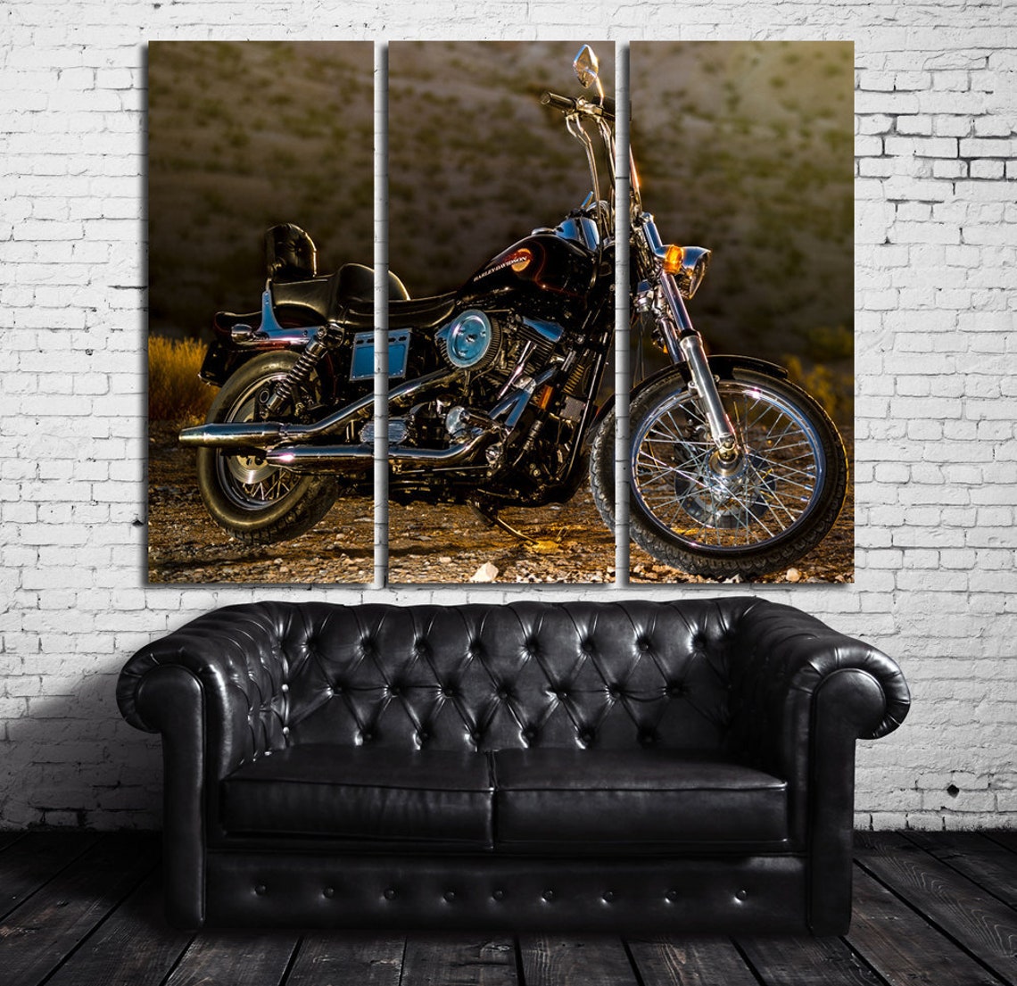 Photo Of Harley Davidson Wall Art Canvas Set Colorful Picture Etsy