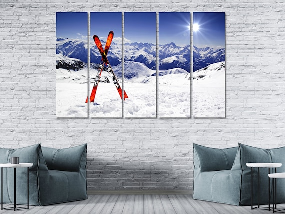 Skiing Painting Canvas Art Ski Wall Decor for Living Room - Etsy