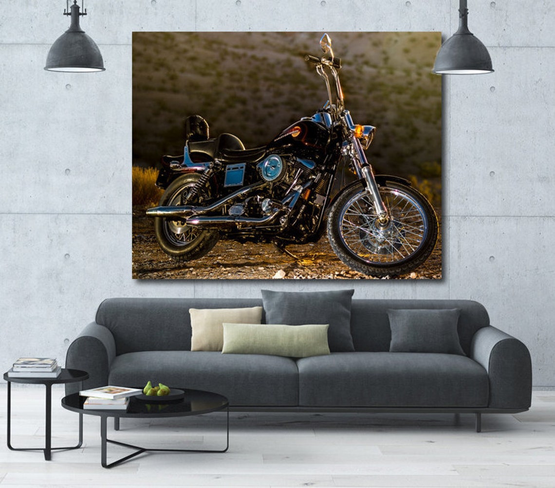 Harley Davidson Wall Art Motorbike Wall Art Chopper Wall Art Etsy