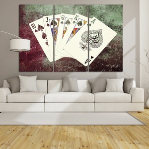 Poker Wall Art Canvas Set, Game Room Wall Art, Casino Wall Decor ...