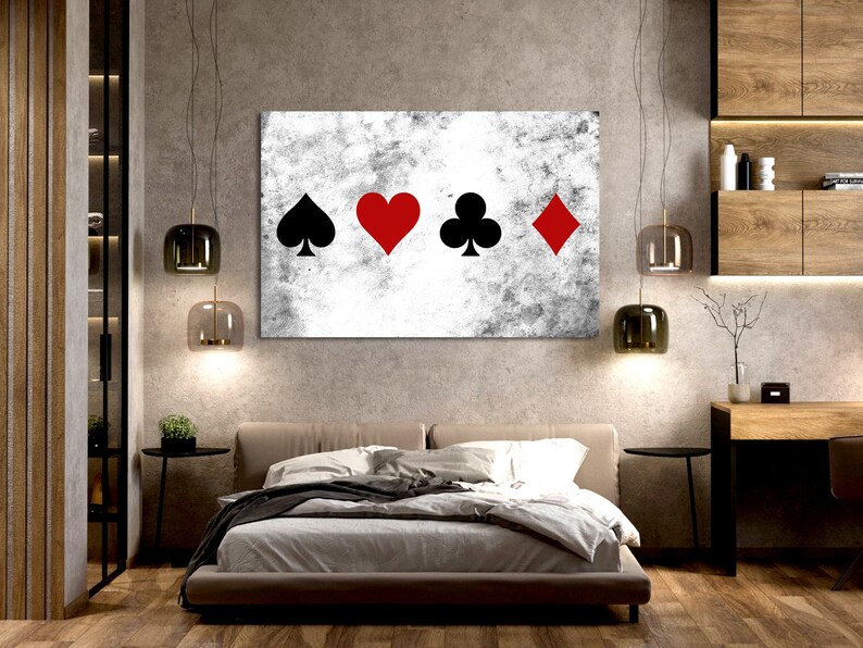 Poker Playing Cards Printed on Canvas for Wall Decoration, Contemporary ...