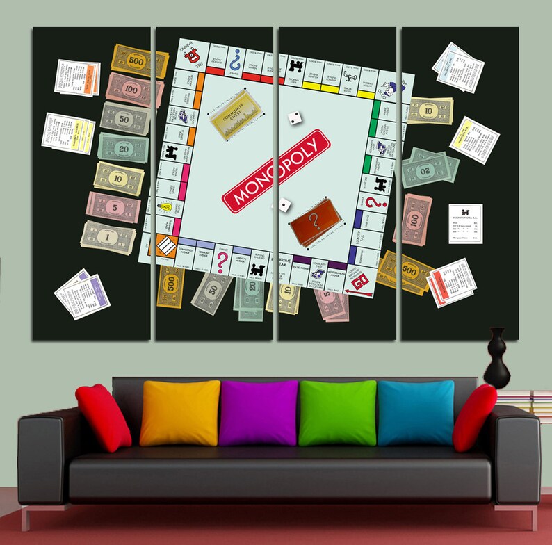 Monopoly Wall art Game Room decor Monopoly canvas Office | Etsy