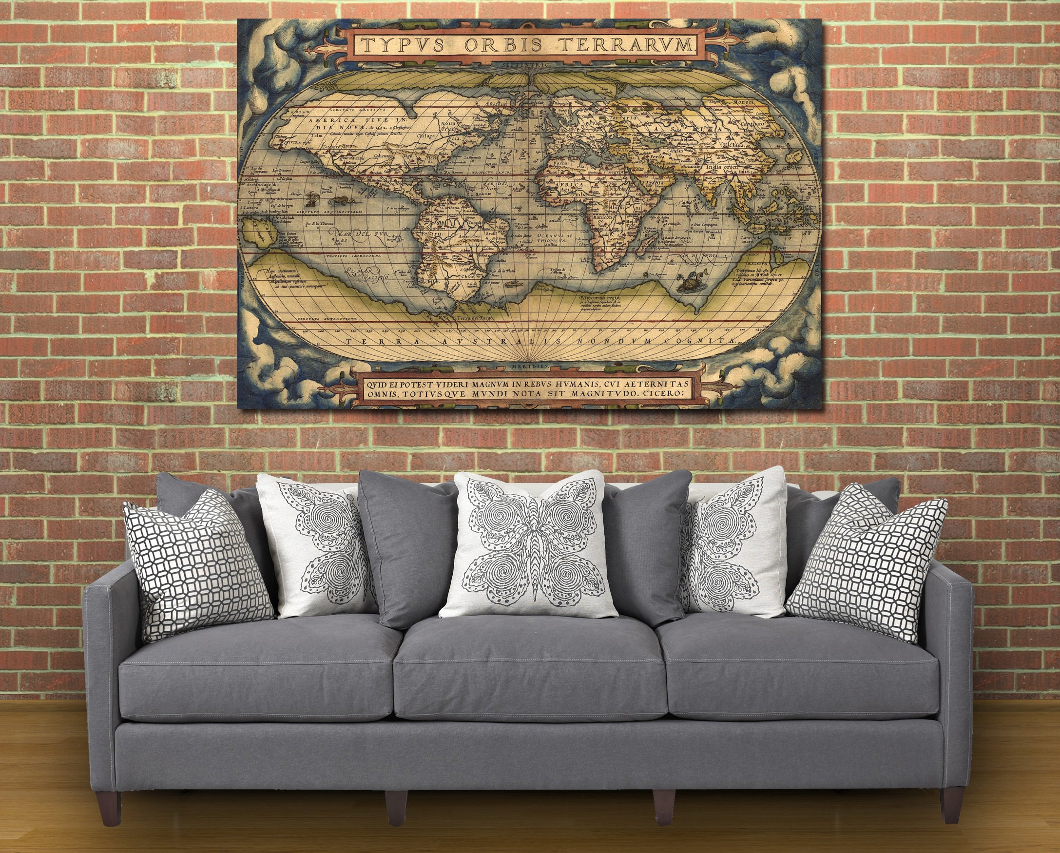 Vintage world map wall art canvas set. Antique world map wall | Etsy