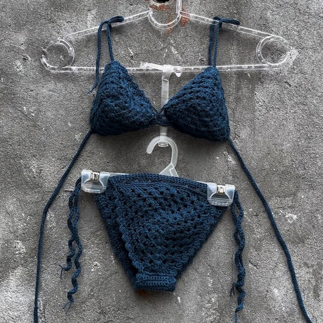 Handmade Bikini Top and Bottom Granny Square Crochet Bikini Cut Out Two ...