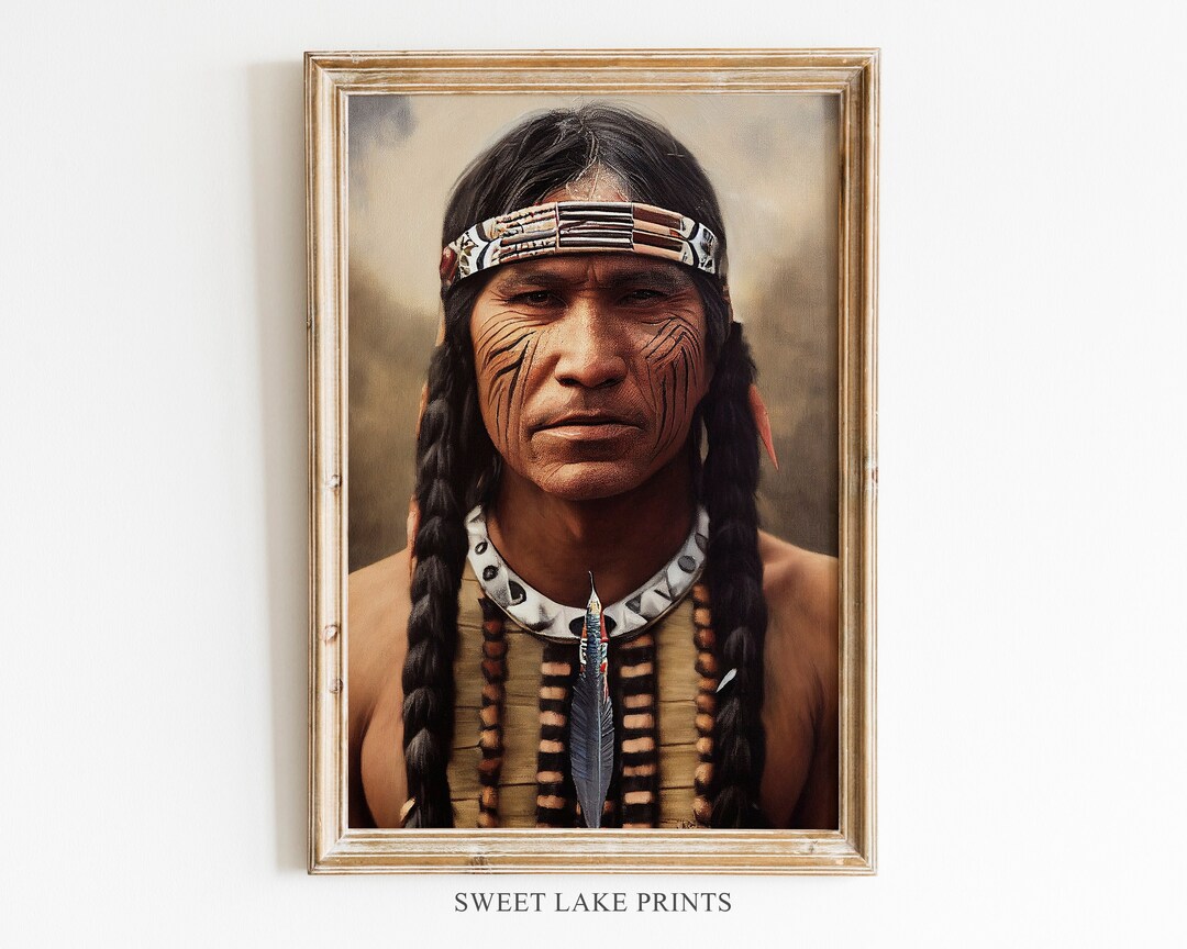 Native American Chief Portrait Print | Vintage Western Decor (digital ...