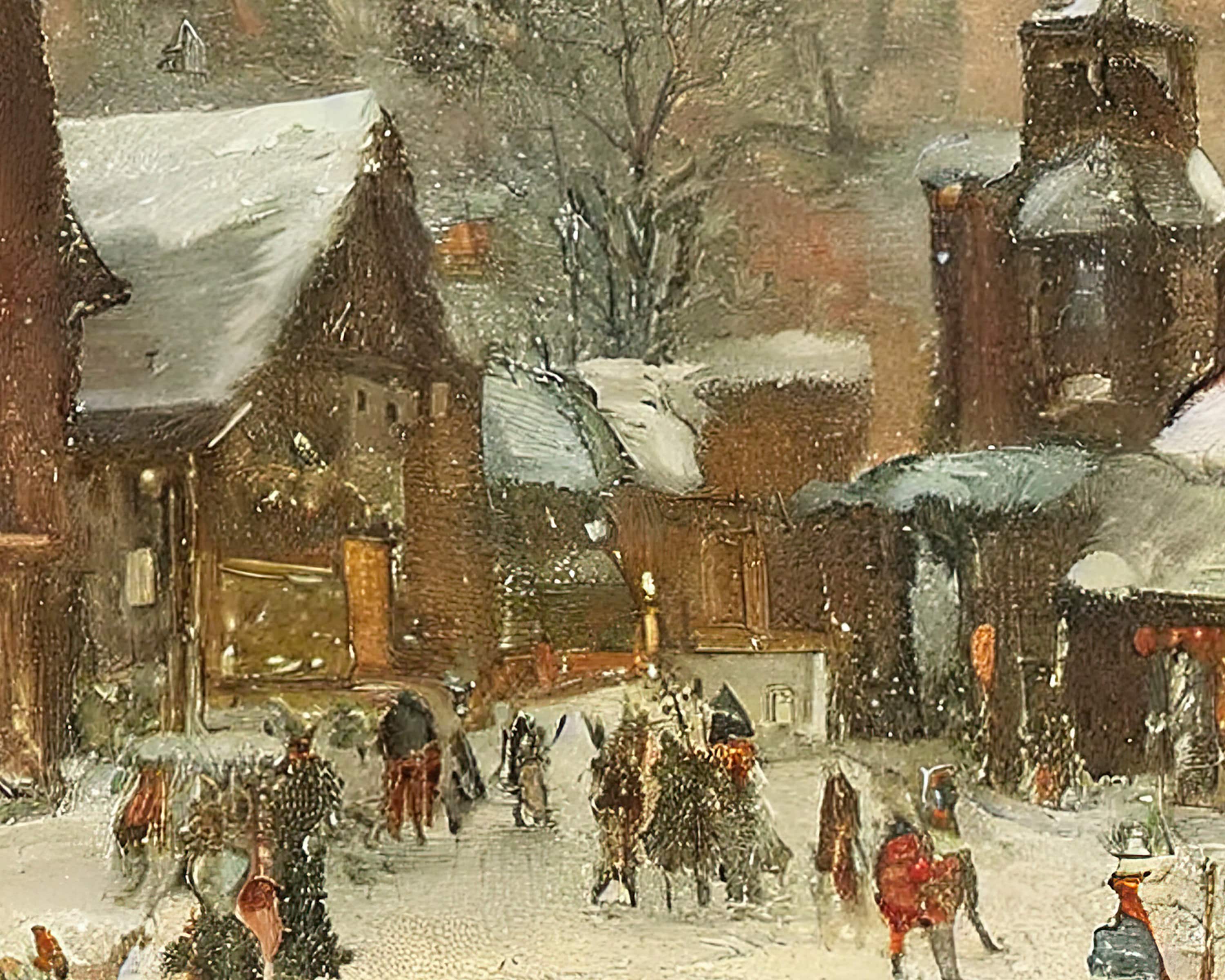 Vintage Winter Village / Christmas Winter Art / Country Snow - Etsy