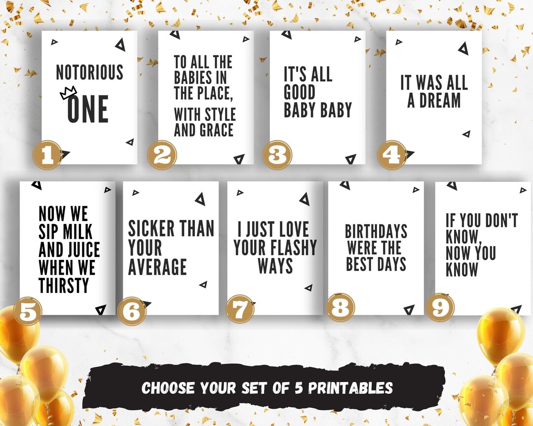 The Big One Notorious BIG Signs Set of Party Printable Decorations (MIX ...
