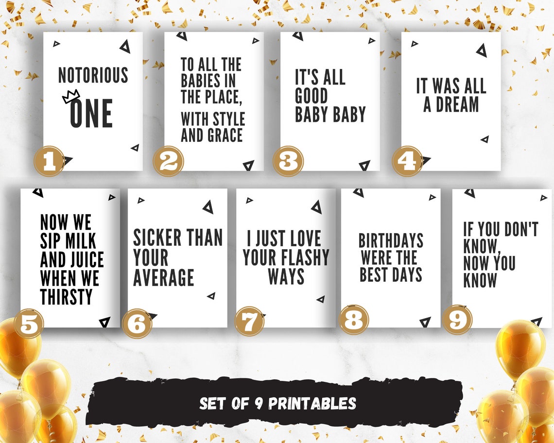 The Big One Notorious BIG Signs Set of 9 Party Printable | Etsy