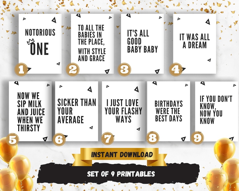 The Big One Notorious BIG Signs Set of 9 Party Printable Decorations - Etsy