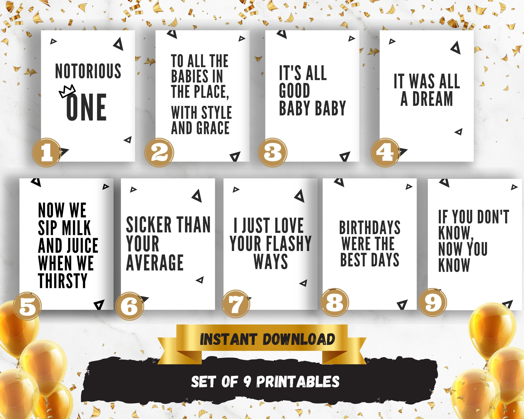 The Big One Notorious BIG Signs Set of 9 Party Printable Decorations - Etsy