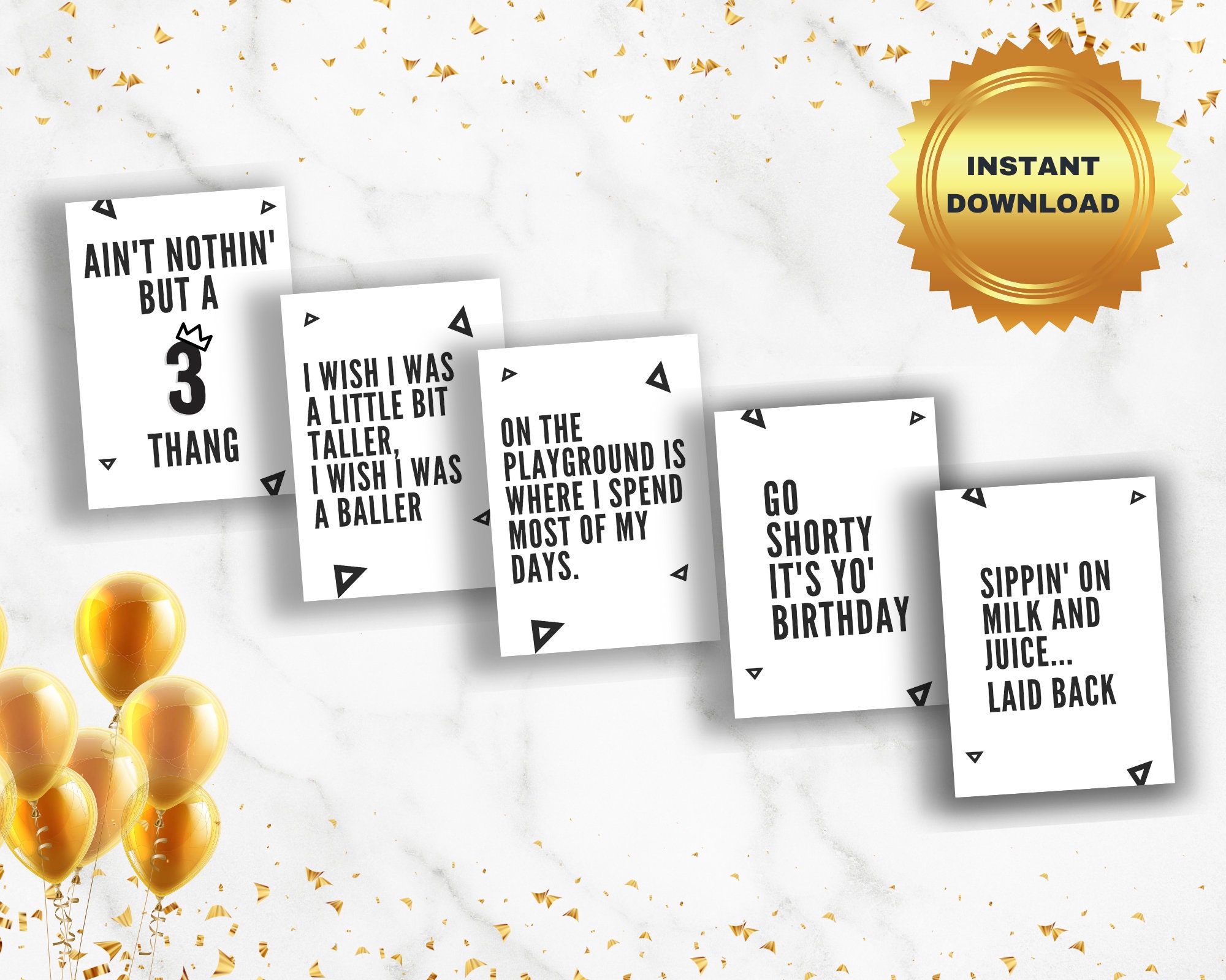 Aint Nothin but a Three Thang Birthday Party Signs Instant Download ...